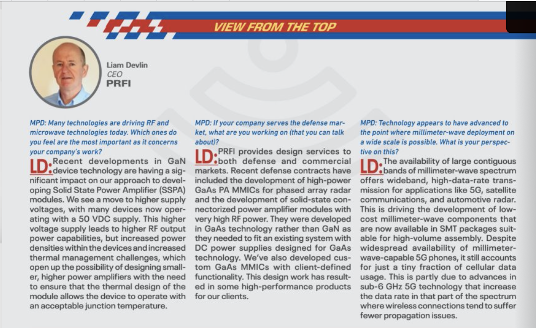 CML Micro Design Services News, Press: A View from the Top, 2023